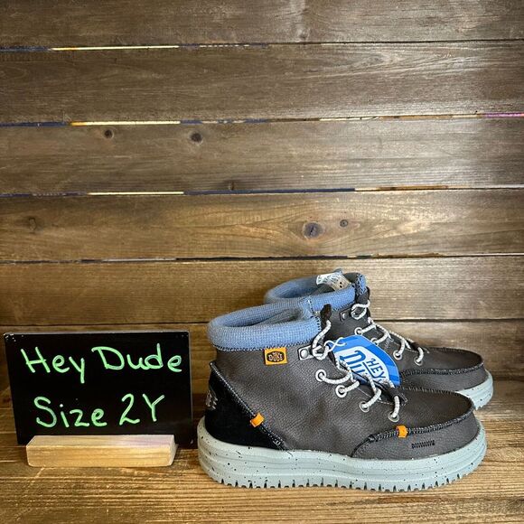 Hey Dude | Shoes | New Nwt Big Kids Hey Dude Bradley Gray Leather Ankle ...